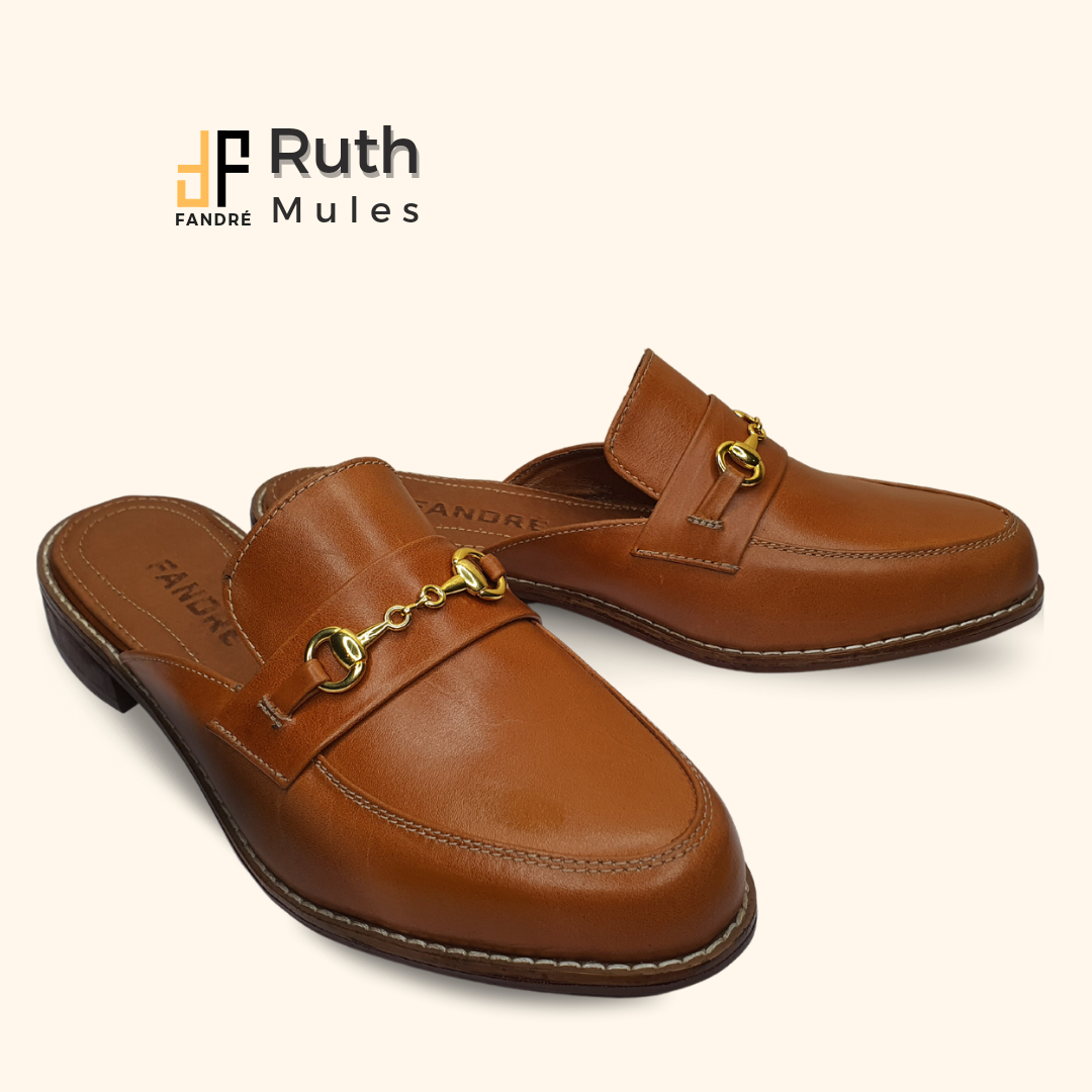 RUTH - Tan Women's Horsebit Mules – Fandré